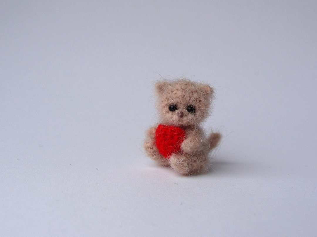 Little Fluffy Cat Crochet. Tiny Cute Kitten a Unique Miniature for a ...