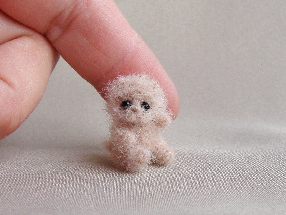 Crochet Miniature Cat 1,1 Inch. Mini Teddy Cat Doll, Little Fluffy ...