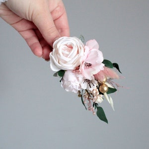 Blush Pink Flower Clip,pink Flower Pins,flower Hairpin,dusty Blue ...