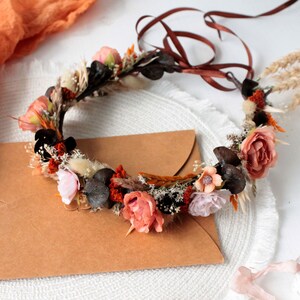 Brown Flower Crown, Rustic Wedding Crown,autumn Floral Crown,bridal ...