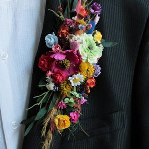Multicolor Floral Pocket Boutonniere, Jewel Tone Groom & Groomsmen ...