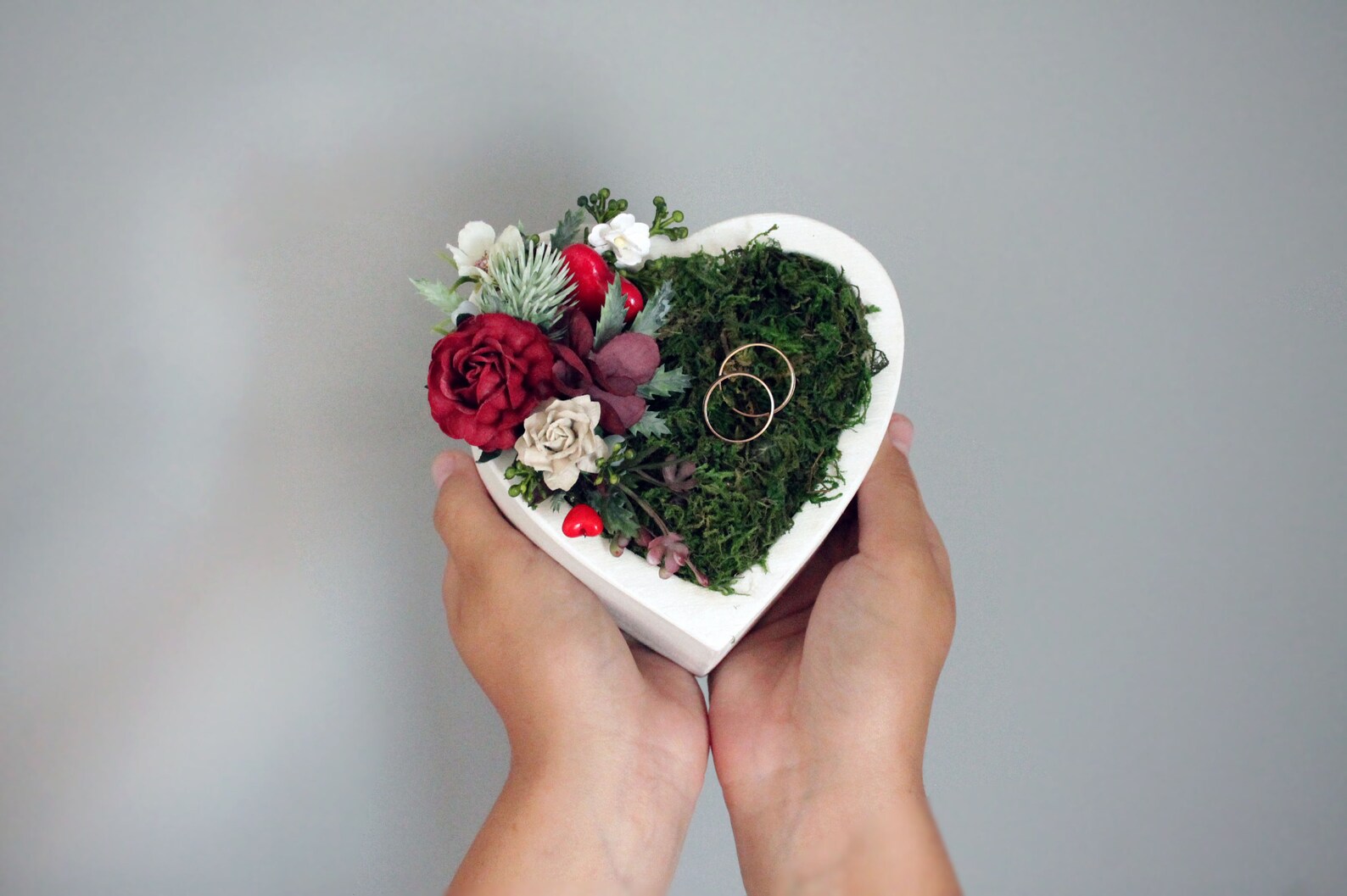 Burgundy Flower Ring Holder Rustic Ring Box Woodland - Etsy