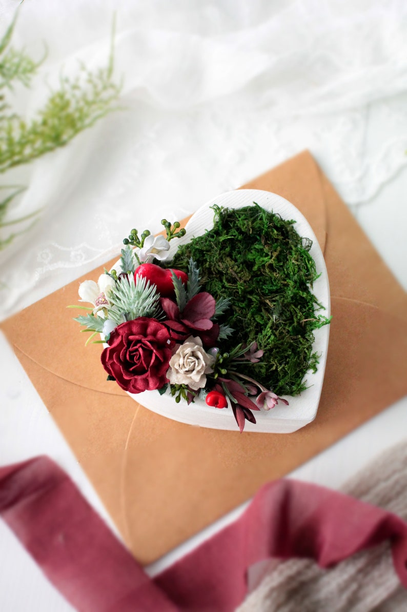 Burgundy Flower Ring Holder Rustic Ring Box Woodland - Etsy