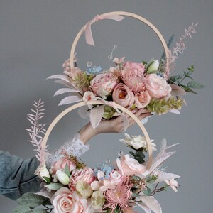 Flowers Hoop Centerpiece, Boho Wedding, Rustic Table Decor, Floral Ring ...