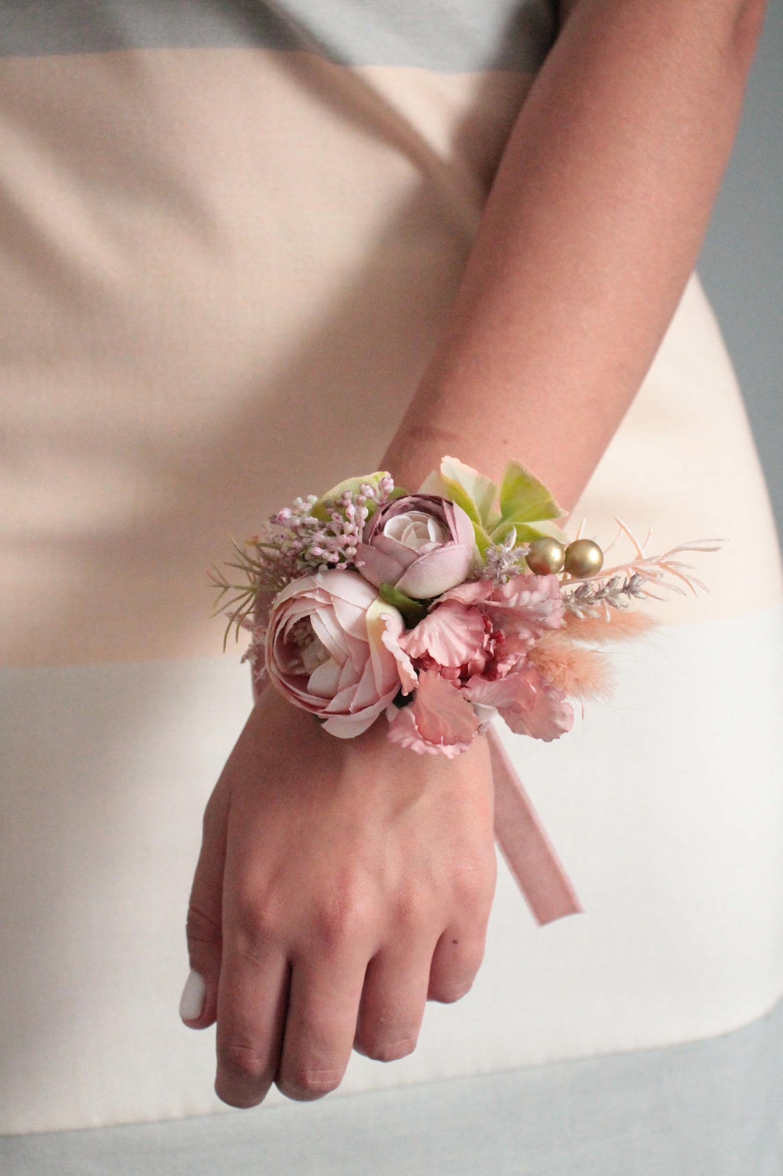 Blush Pink Creamy Flower Corsageflower Corsagepink - Etsy