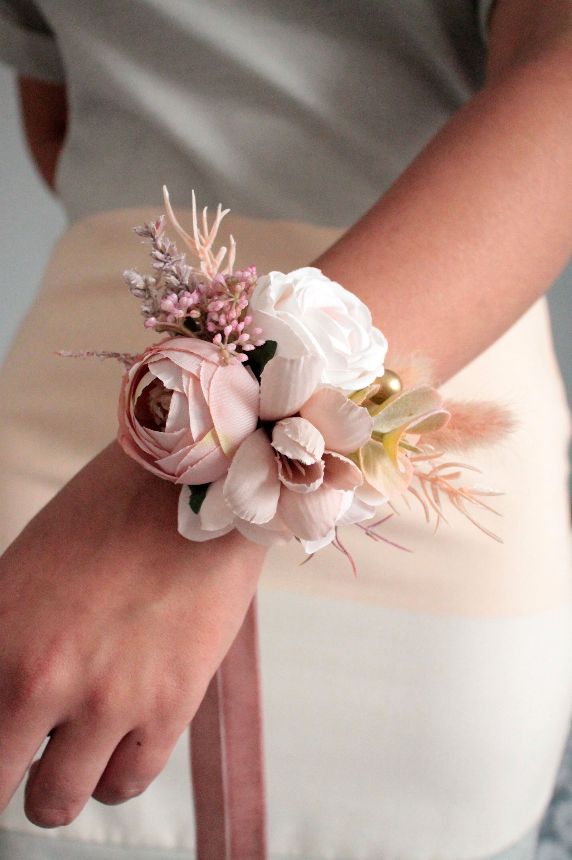 Blush Pink Creamy Flower Corsageflower Corsagepink - Etsy