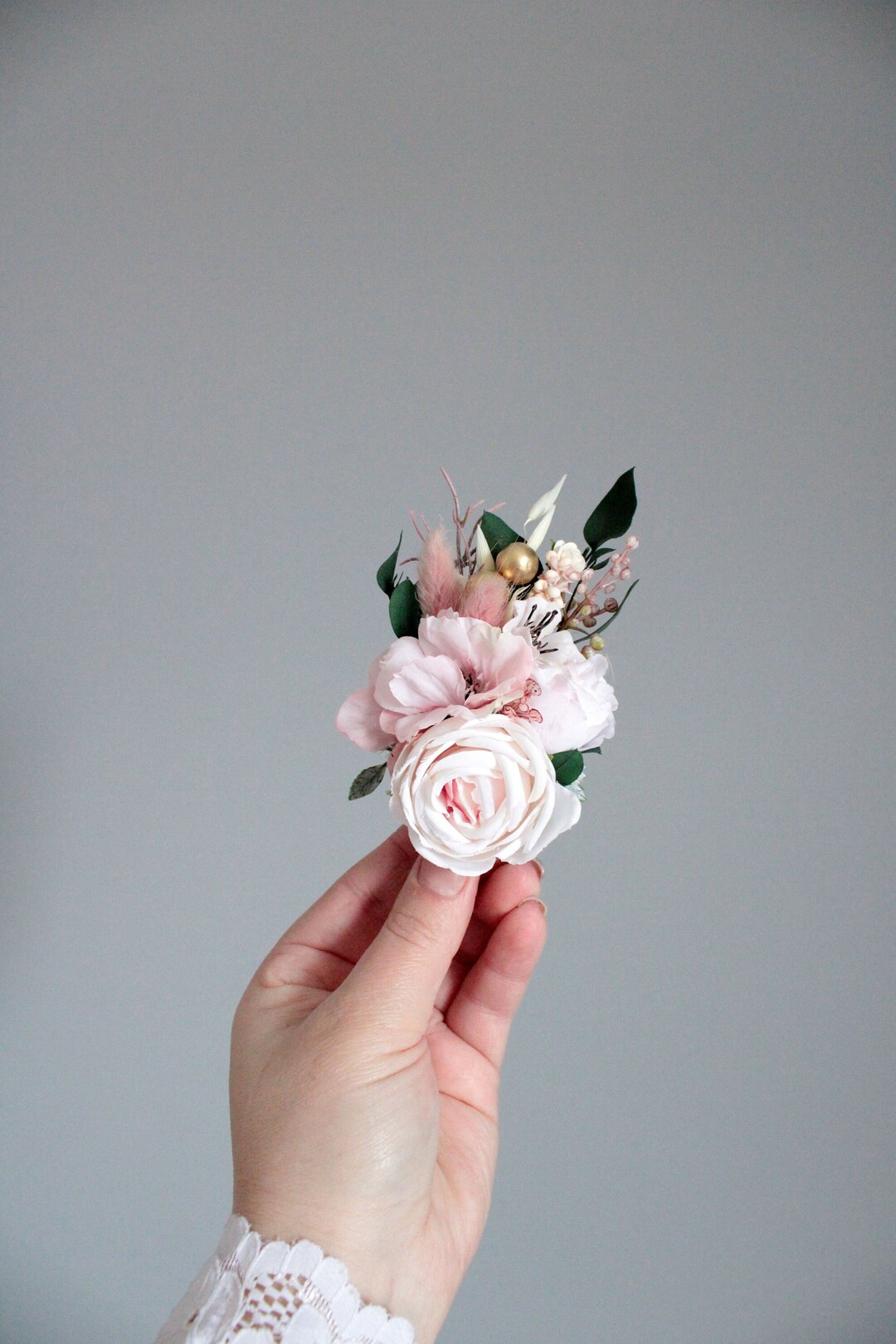 Blush Pink Flower Clip,pink Flower Pins,flower Hairpin,dusty Blue ...