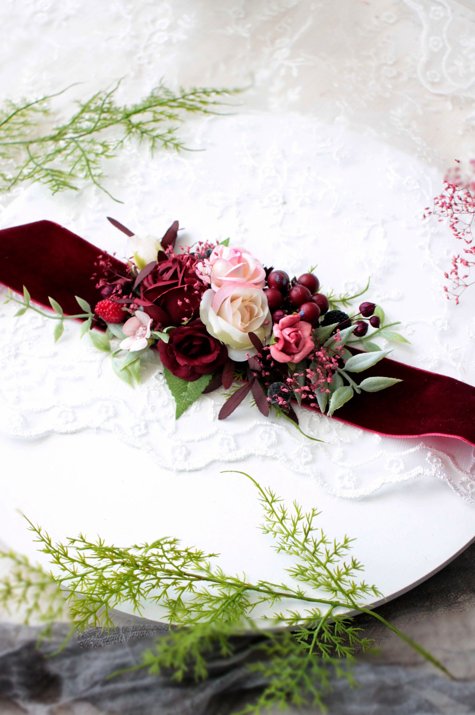 Burgundy Blush Pink Flower Beltbridal Accessorieswedding - Etsy