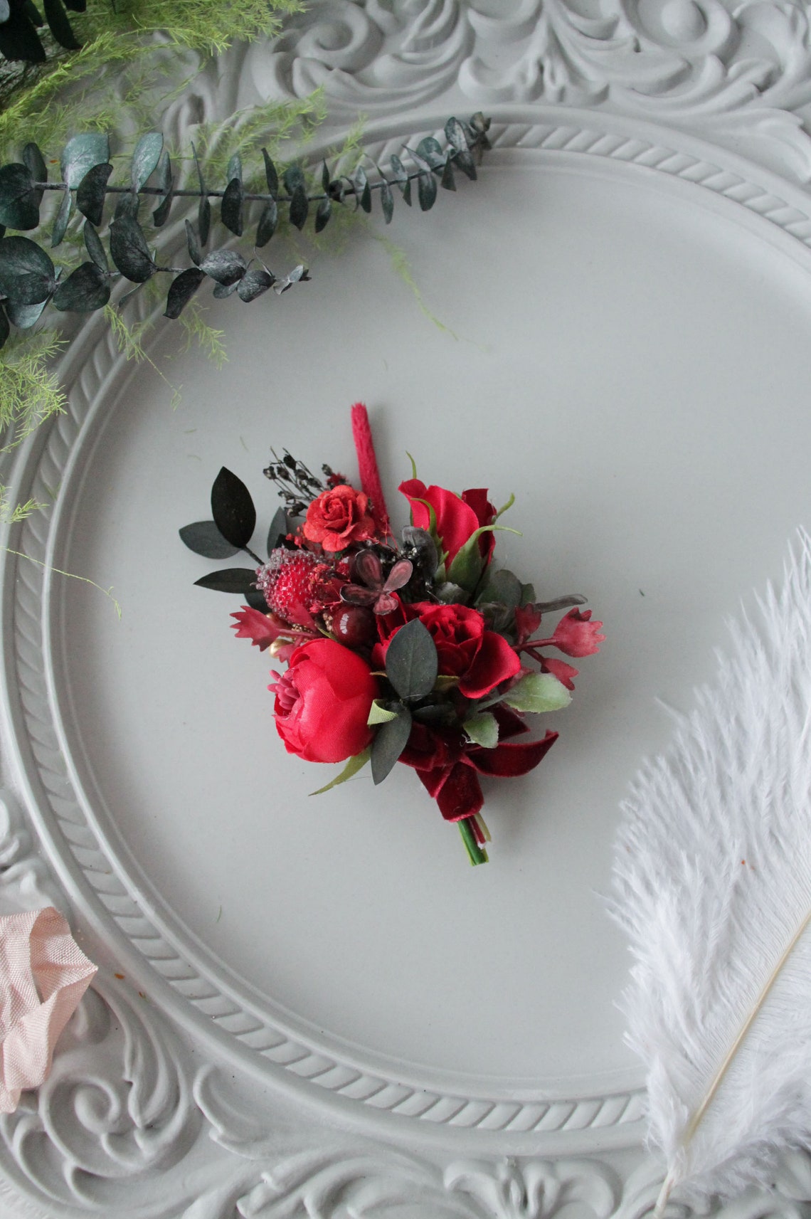 Red Flower Hair Pinsflower Hair Pinswedding - Etsy