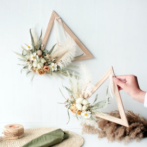 Set of 2 Triangles Flowers,wall Decor,triangular Wreath Dried ...