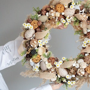 Dried Flowers Wreath,easter Decor,easter Gift,easter Rustic Wreath,door ...