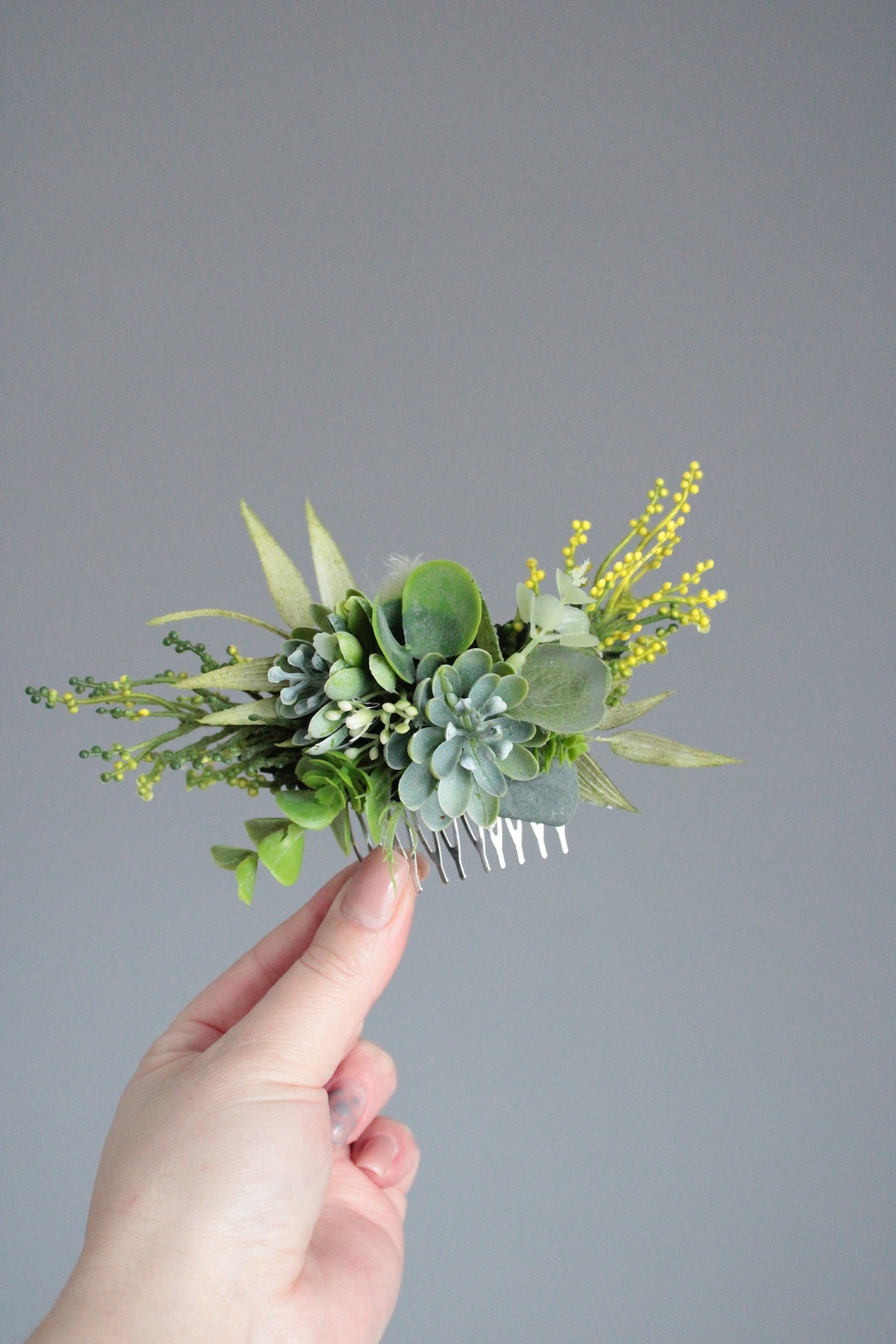 Rustic Hair Comb,greenery Floral Comb,succulent Flower Comb,greenery ...