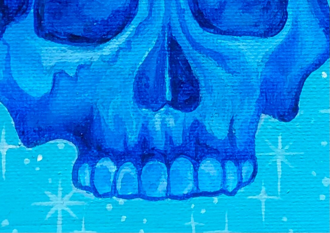 Acrylic ORIGINAL acrylic painting on a 5x5 canvas panel Skull Study Art ...