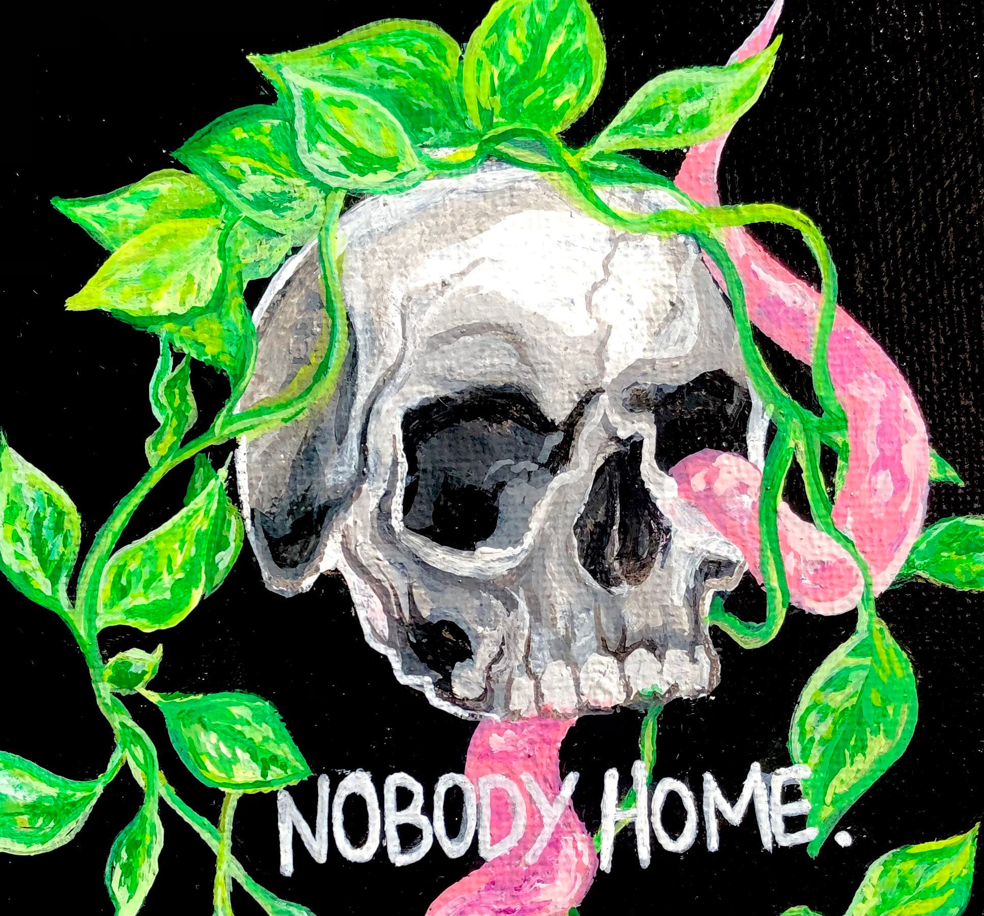 Acrylic ORIGINAL acrylic painting on a 5x5 canvas panel Skull Study Art ...