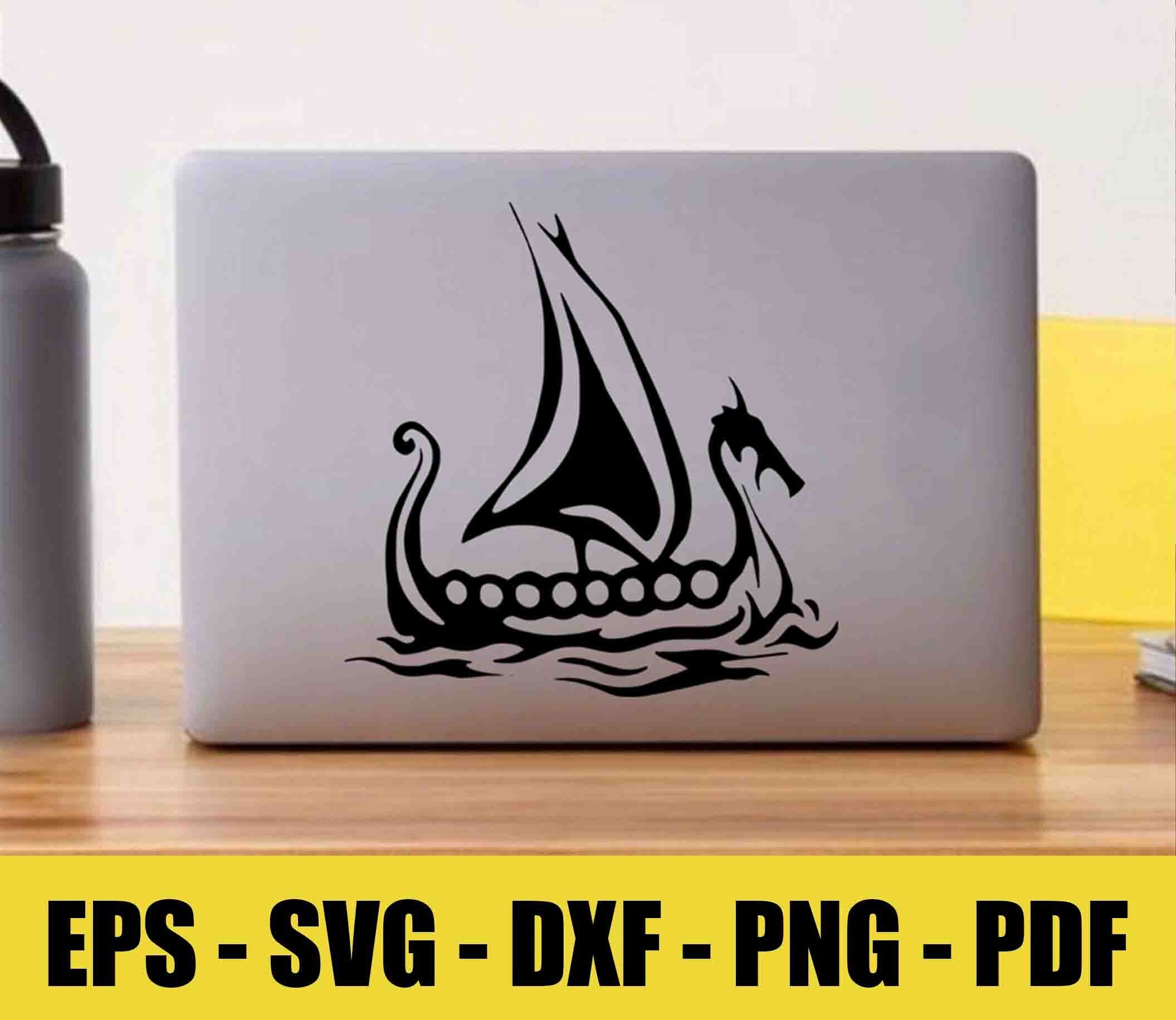 Viking Ship Laptop Decal Silhouette Cut File Digital Download, Eps, Svg ...