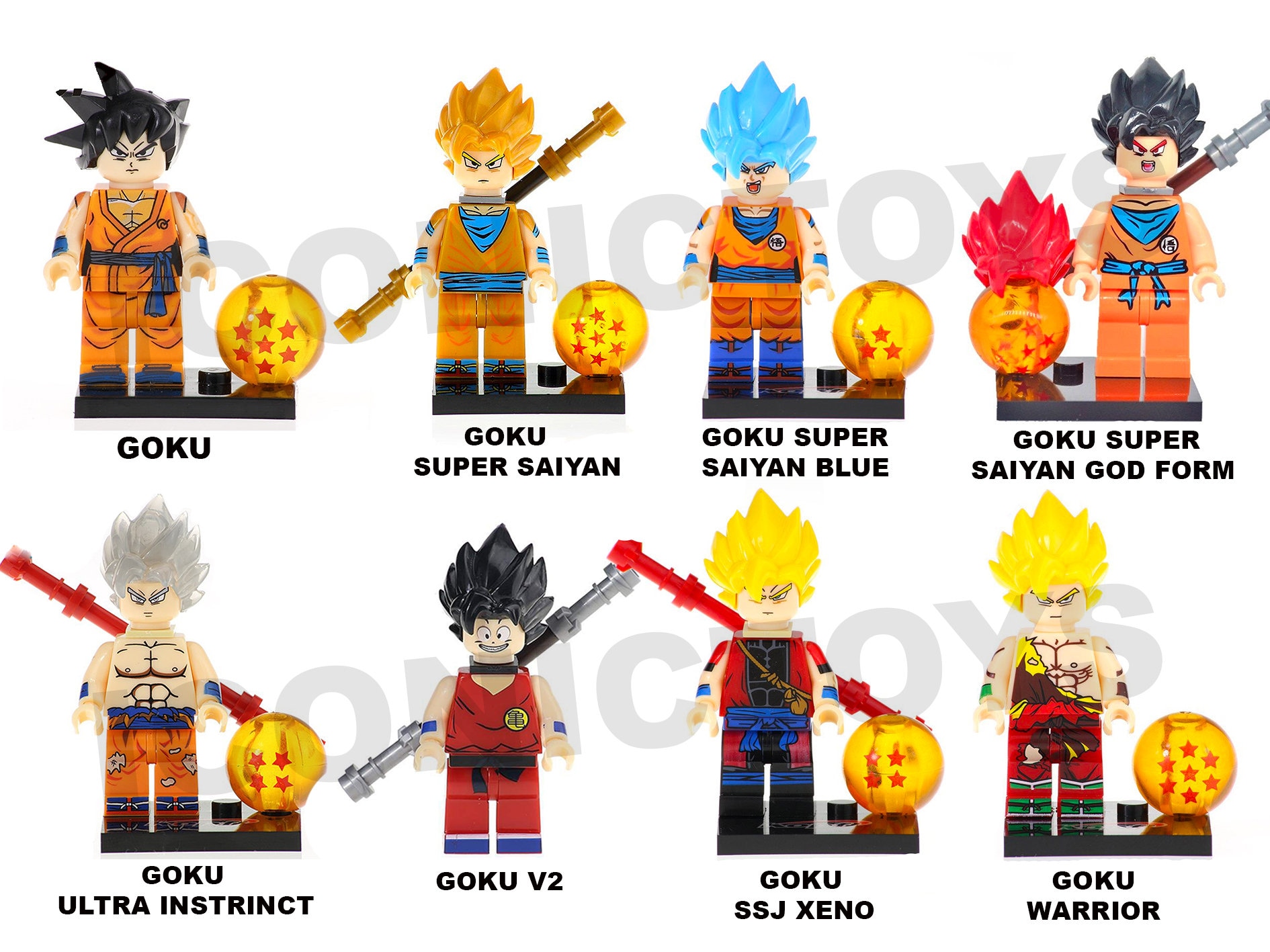 Dragon Ball Z Custom Lego Mini Figures Anime Goku Son Gohan | Etsy