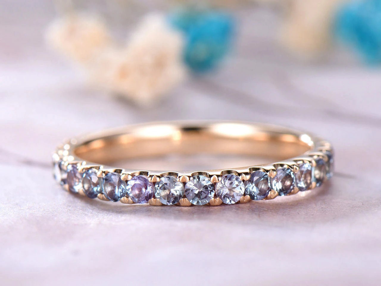 Unique Color-change Alexandrite Ring Full Eternity Wedding - Etsy