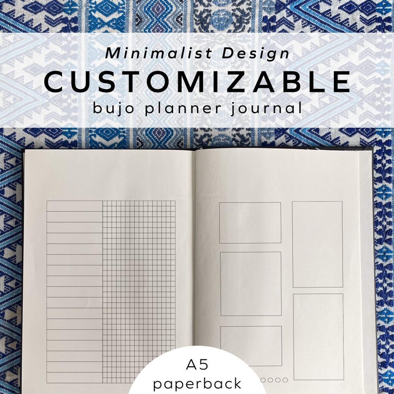 Customizable A5 Bullet Journal | Minimalist Paperback Planner - Etsy