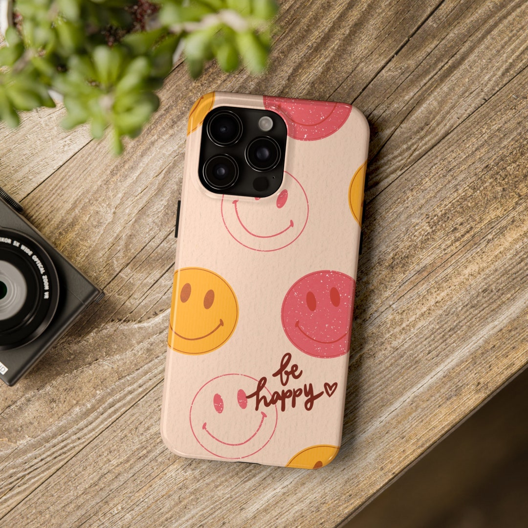Be Happy Smiley Face Retro Tough Phone Case - Etsy