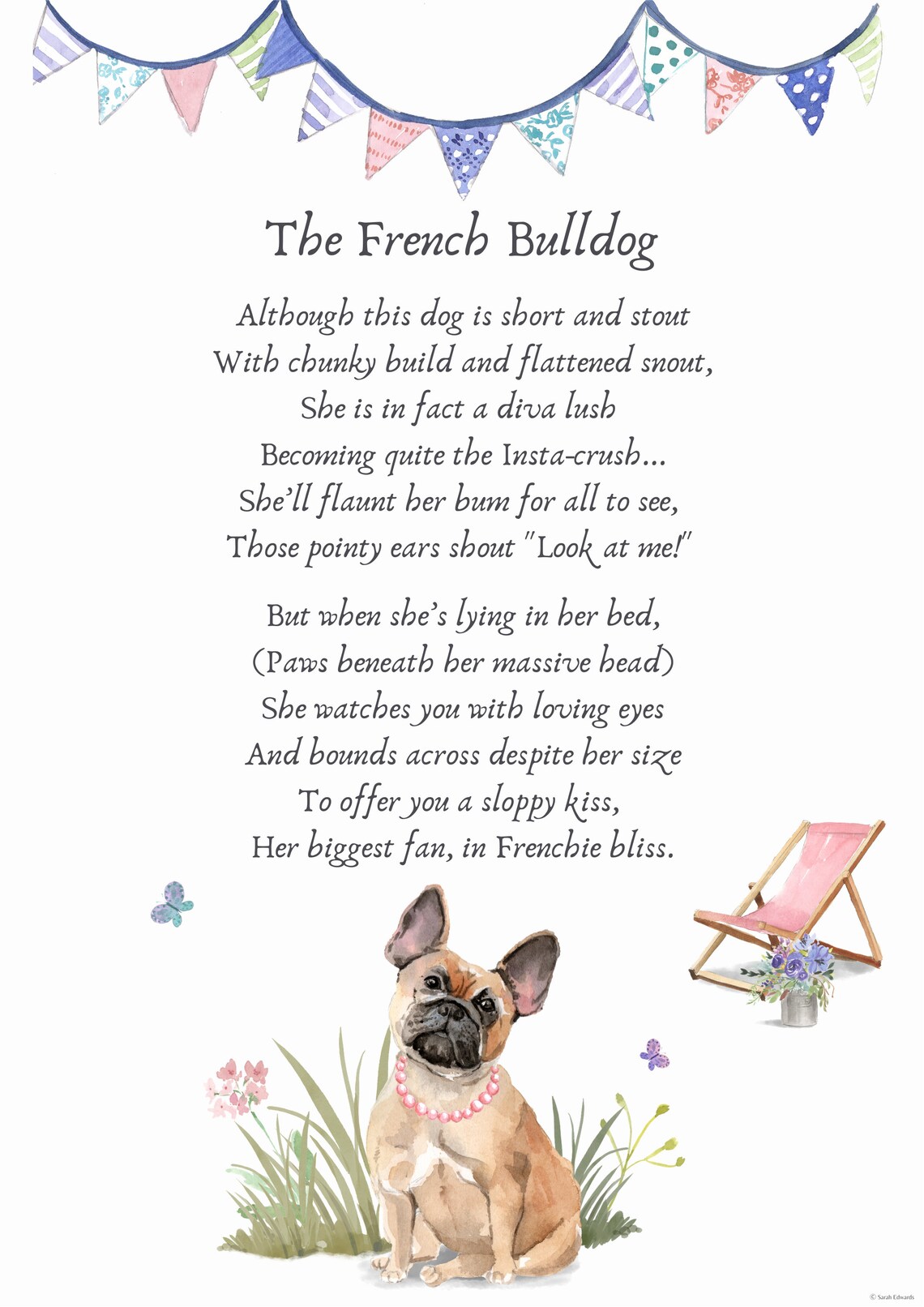 French Bulldog Female Poetry Print digital Bundle - Etsy