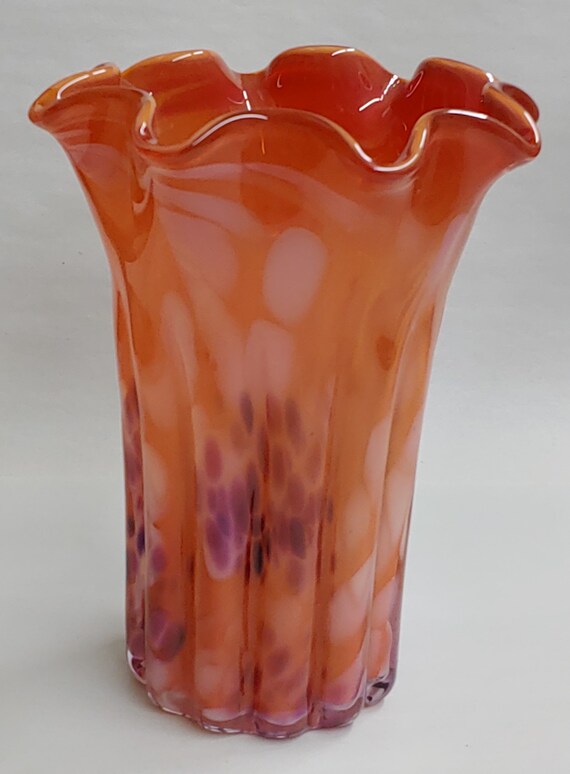 Red Glass Vase Crystal Glass Hand Blown Glass Flower Vase Home | Etsy