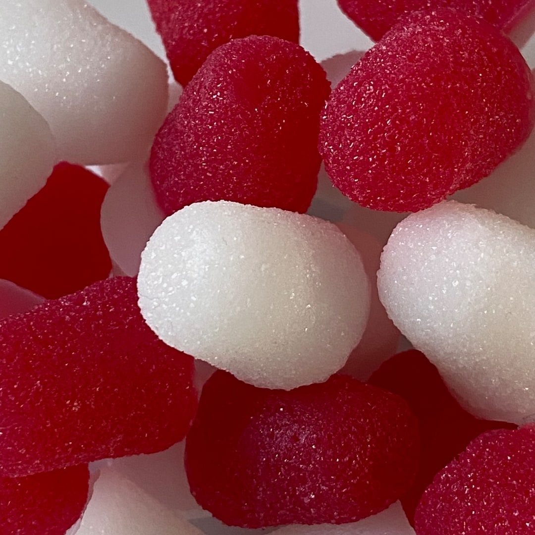Fake Gumdrop Candy Piece / Red White Sugared Look Sweet / 8 Piece ...