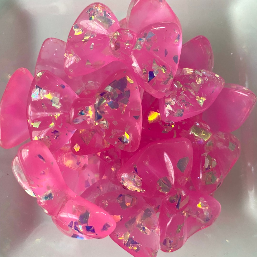 Big Pink Bow Cabochon / Pink Glam Resin Bow Embellishment / Bow for ...