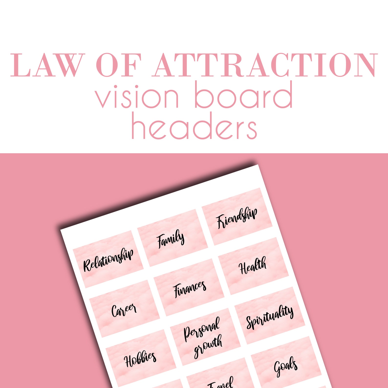 Vision Board Headers, Vision Board Headings, Law of Attraction, Vision ...