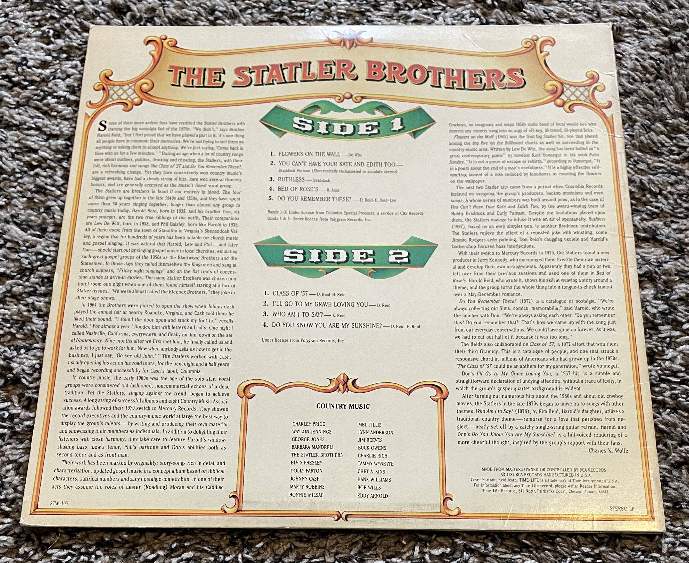 Vintage the Statler Brothers Country Music Vinyl Record Album 1981 - Etsy