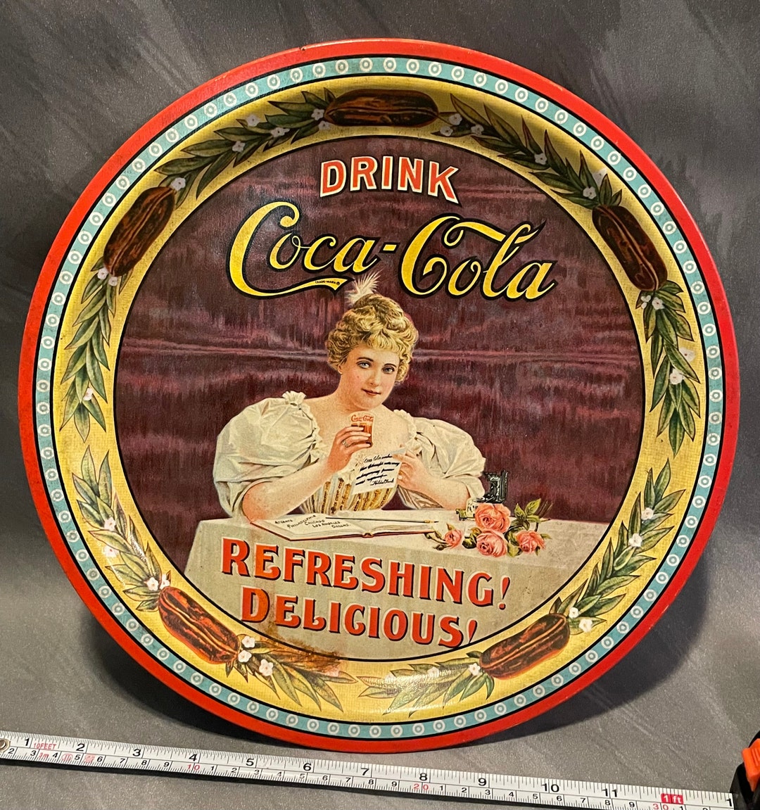 Vintage Coca Cola Round Tray Coke Refreshing - Etsy