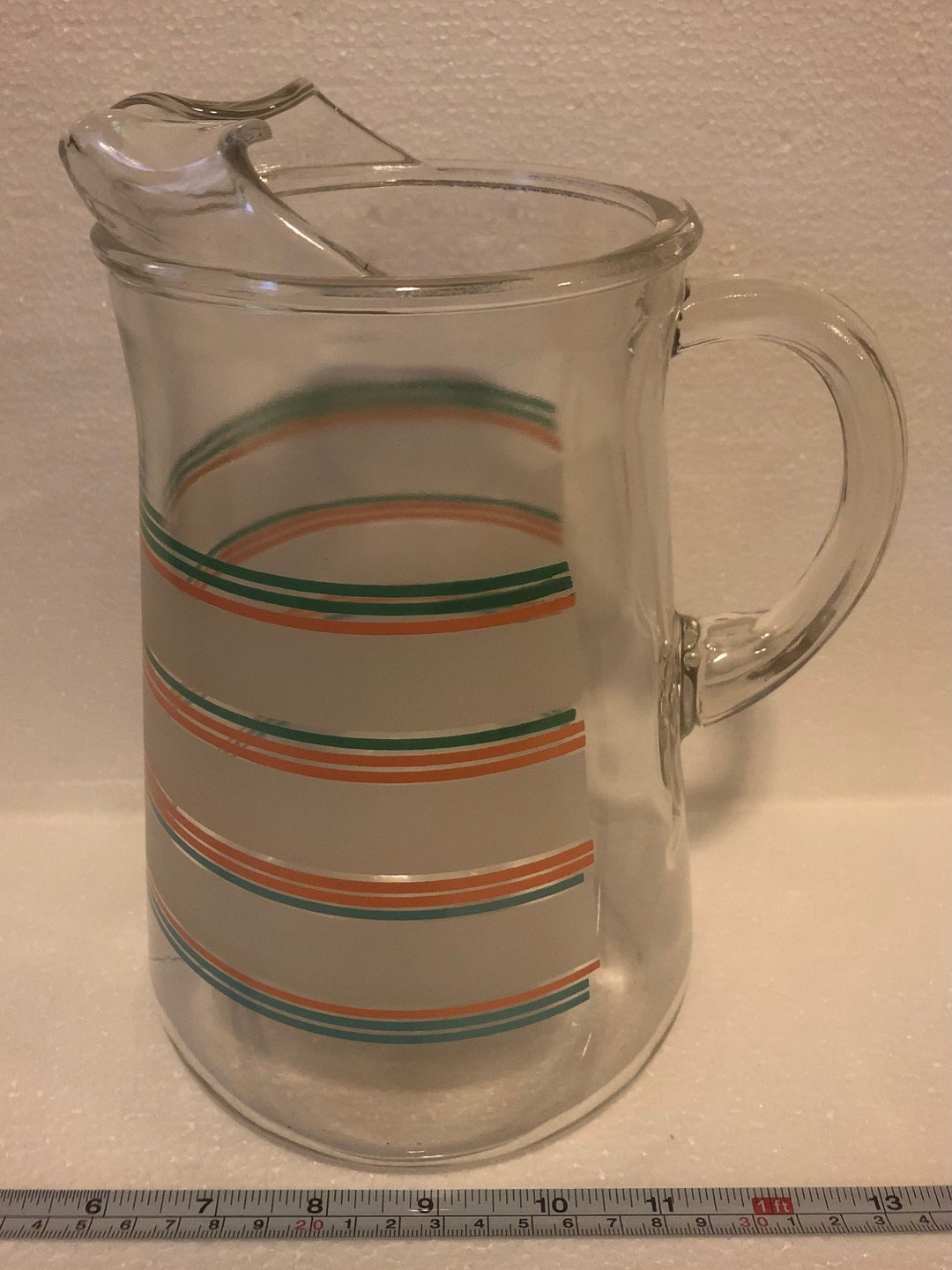 Vintage Libbey Striped Glass Pitcher Frosted Summer - Etsy