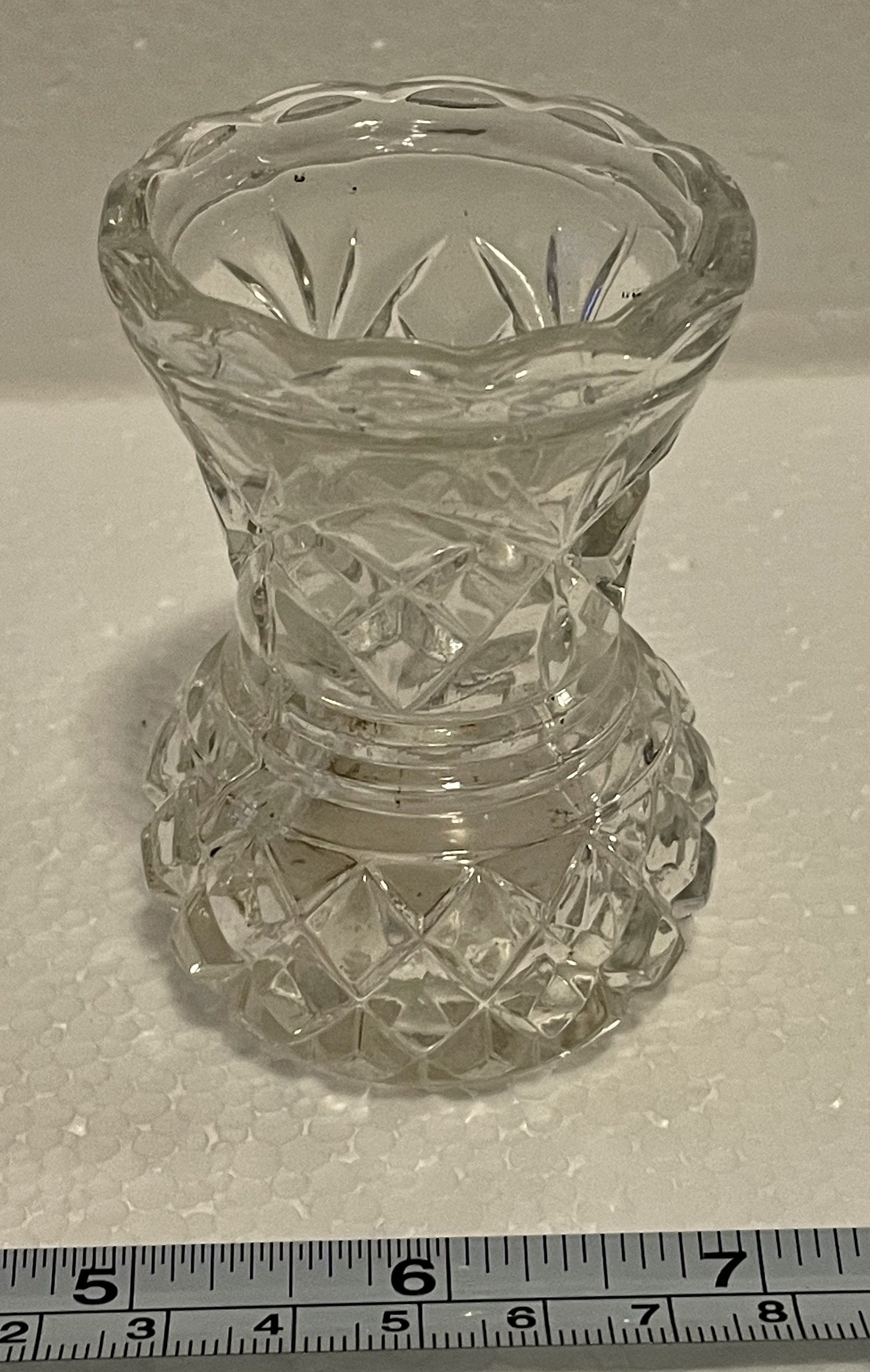 Vintage Cut Glass Small Vase / Toothpick Holder - Etsy