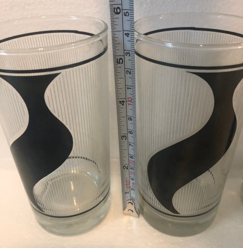 4 Vintage AHC Anchor Hocking Black White Retro Glass Cups 1989 - Etsy