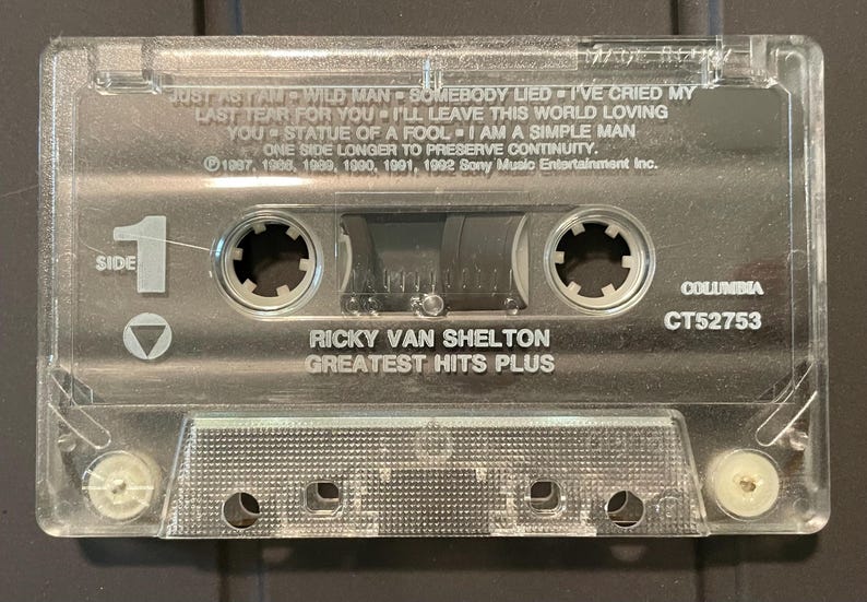 Vintage Ricky Van Shelton Greatest Hits Plus Cassette Tape 1992 - Etsy