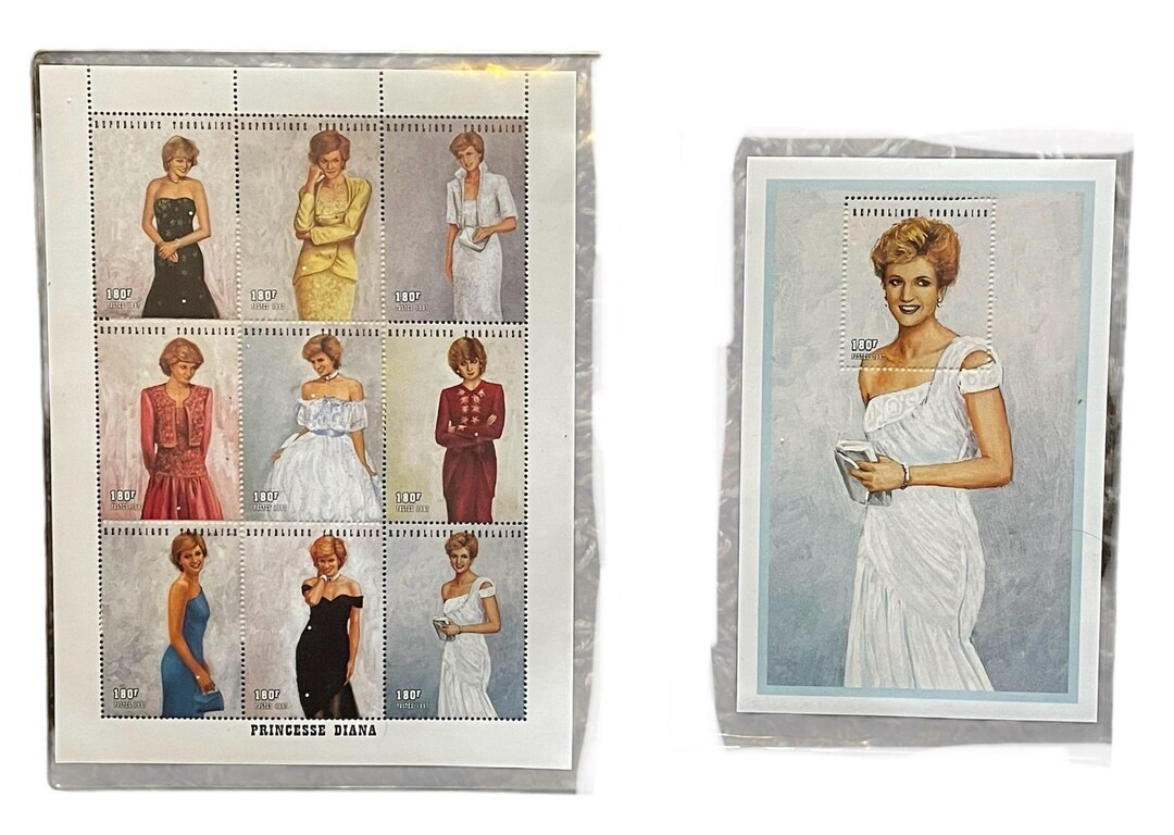 Vintage 10 Princess Diana of Wales Postage Stamps COA White Dress Royal ...