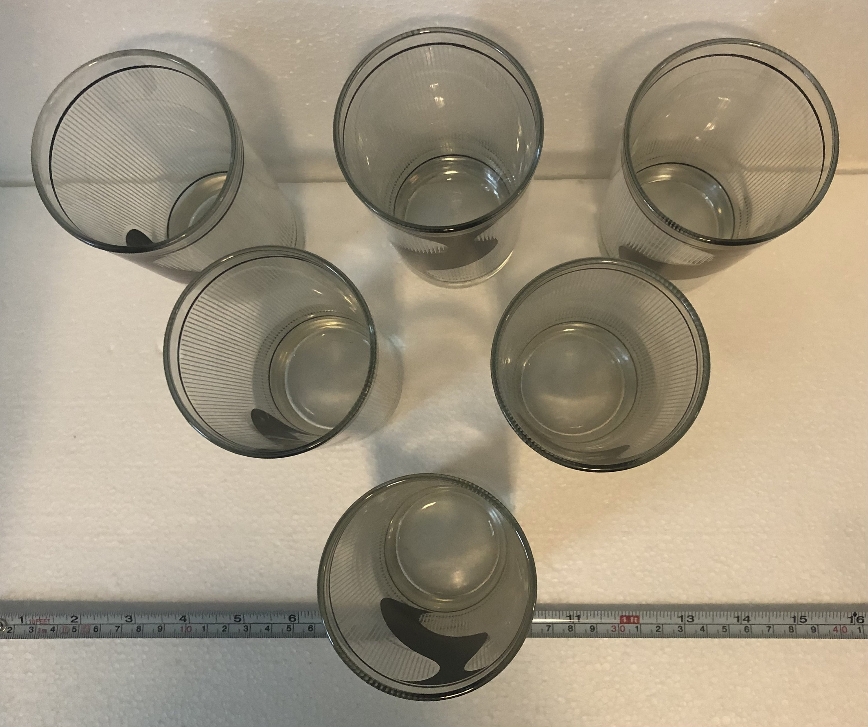 6 Vintage AHC Anchor Hocking Black White Retro Glass Cups 1989 *RARE ...