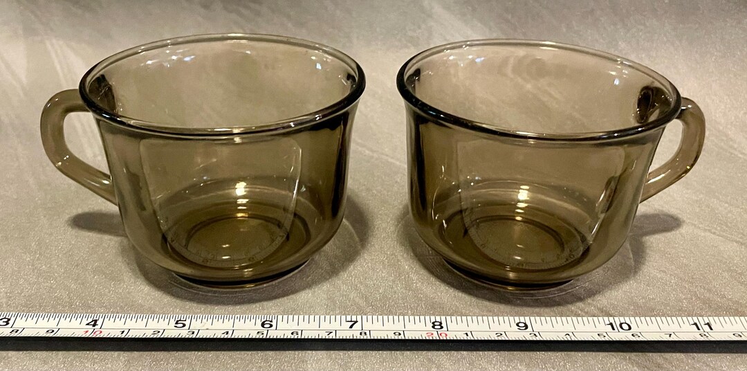 2 Arcoroc Brown Glass Mugs Cup France - Etsy