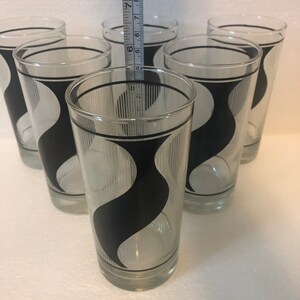 6 Vintage AHC Anchor Hocking Black White Retro Glass Cups 1989 *RARE ...
