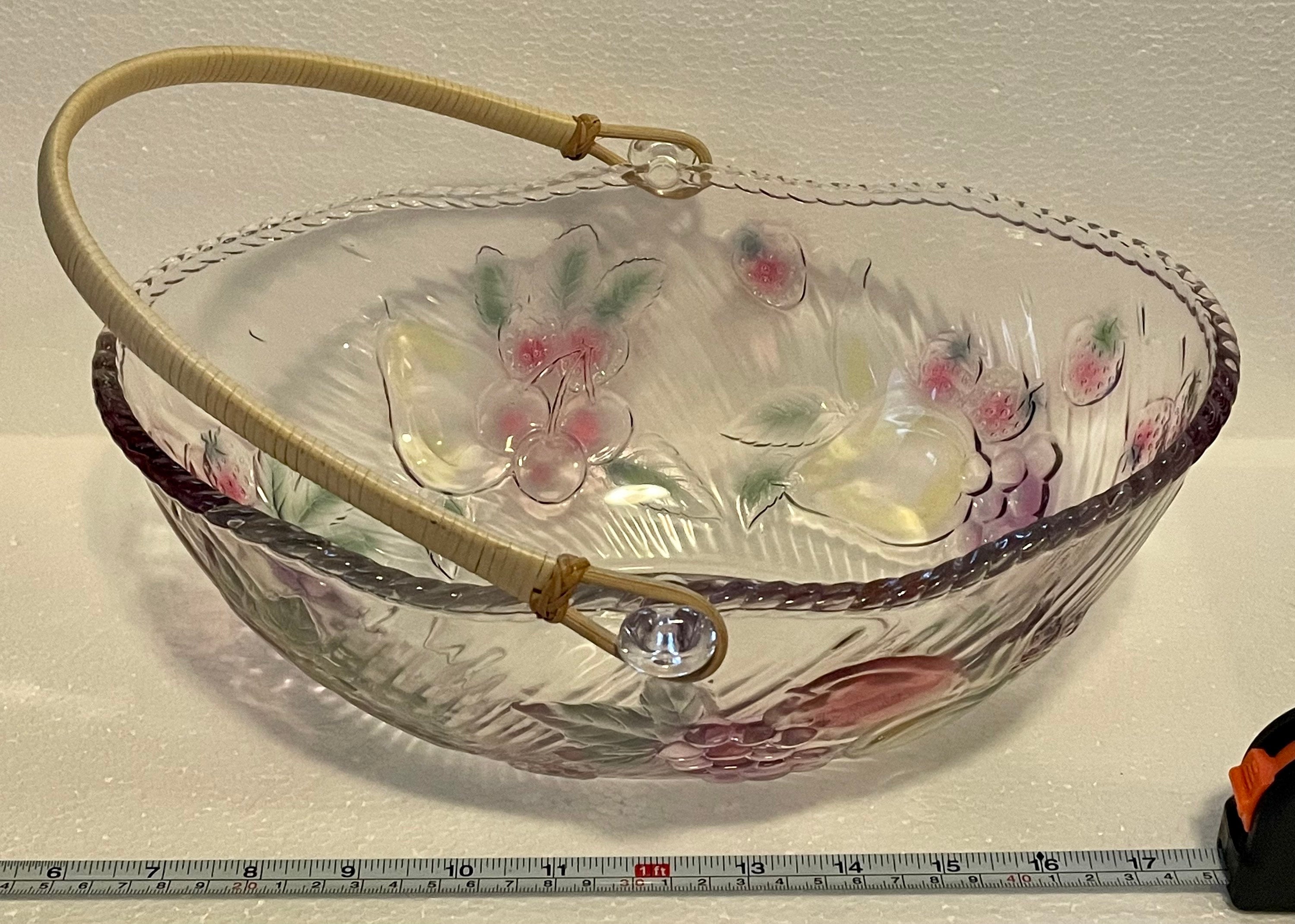 Vintage Aderia Colored Glass Fruit Bowl Basket Japan - Etsy