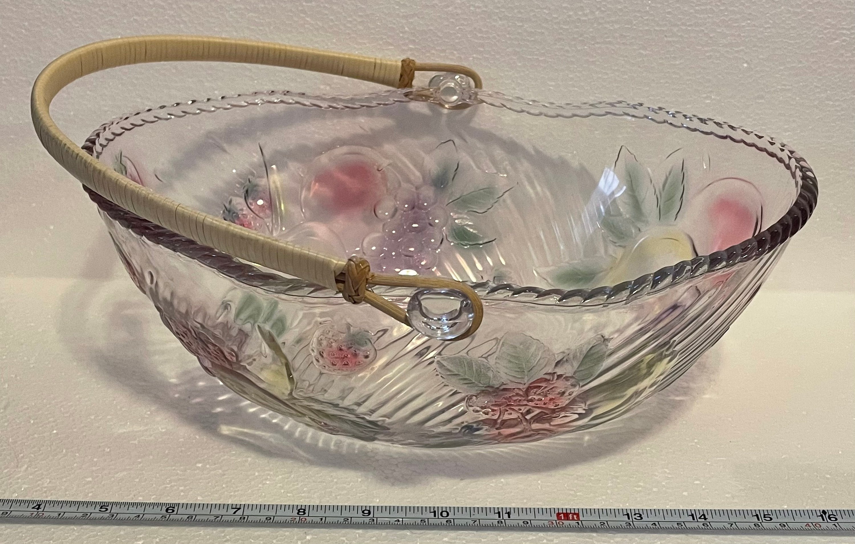 Vintage Aderia Colored Glass Fruit Bowl Basket Japan - Etsy