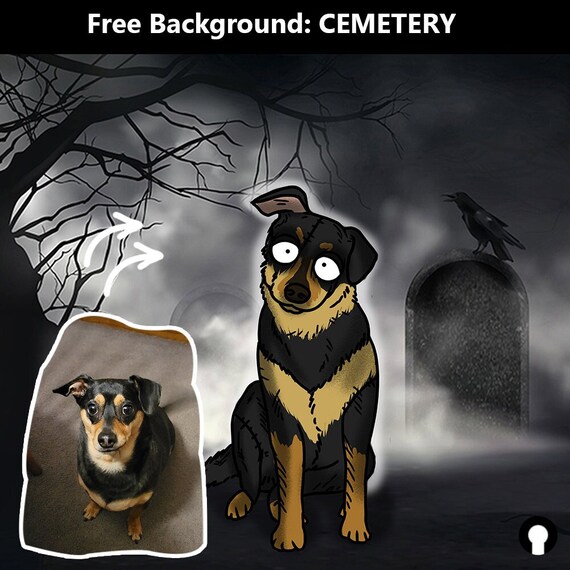 Custom Spooky Pet Digital Portrait - Etsy