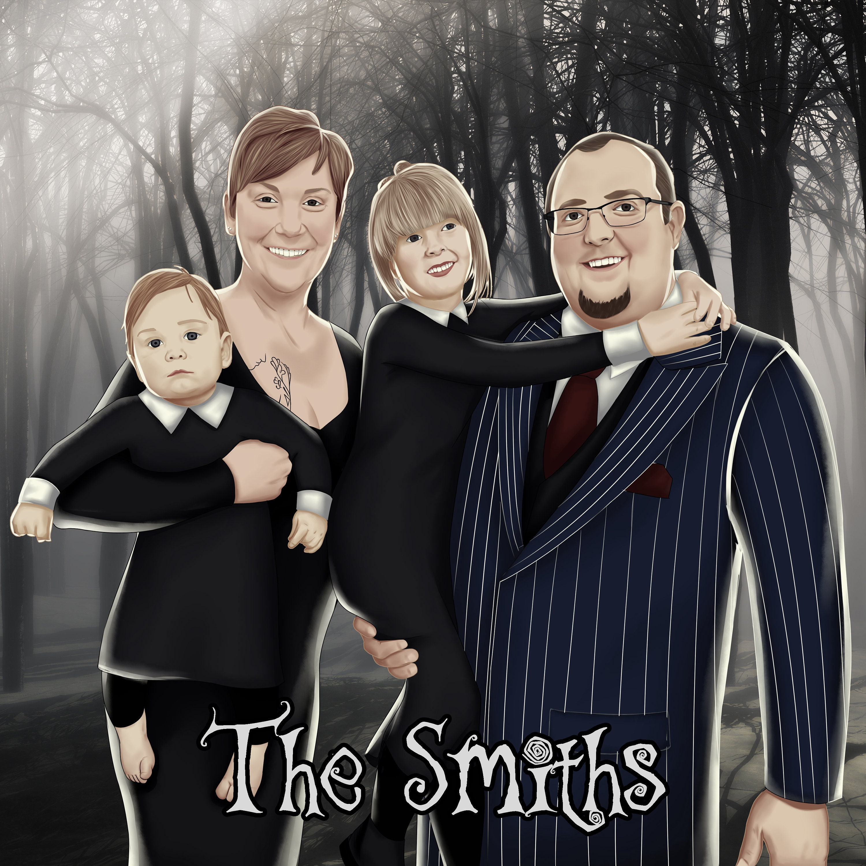 Tim Burton's Addams Family Style Custom Portrait Made by Carla From ...