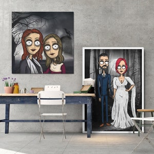 Tim Burton Style Custom Portrait - Nightmare Portrait - Handmade ...