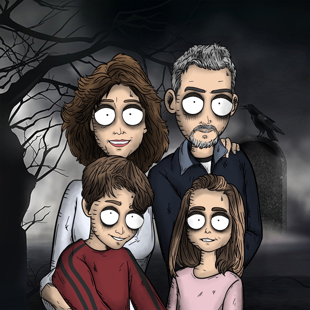 Tim Burton Style Custom Portrait - Nightmare Portrait - Handmade ...