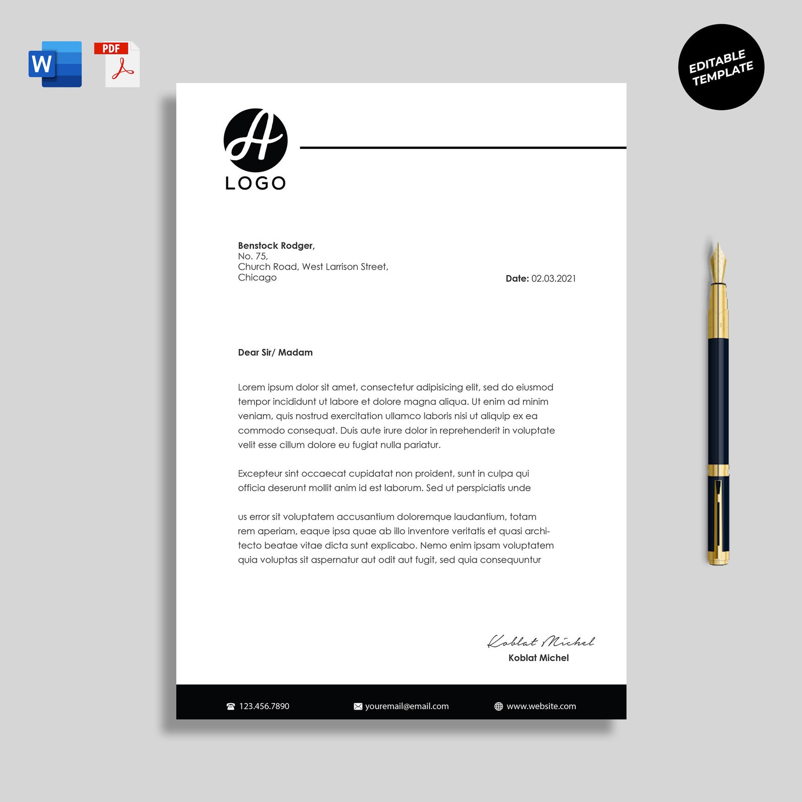 Clean Modern & Professional Letterhead Design Letterhead - Etsy Canada