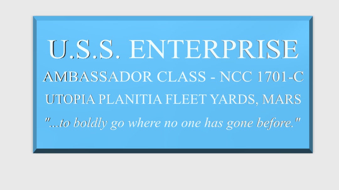 USS Enterprise NCC-170-1C Dedication Plaque 3D File - Etsy