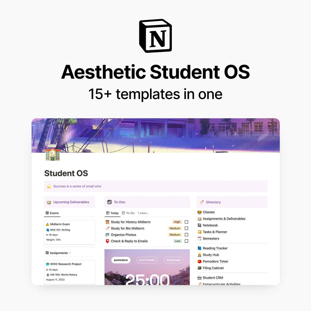 Student OS Notion Template | All-in-one Dashboard | Assignment Tracker, Semester Planner, School ...
