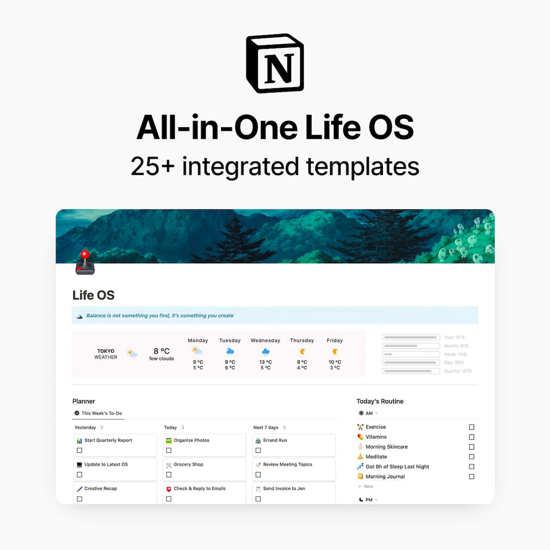 Life OS: All-in-one Notion Template [25+ Integrated Templates] | Notion ...