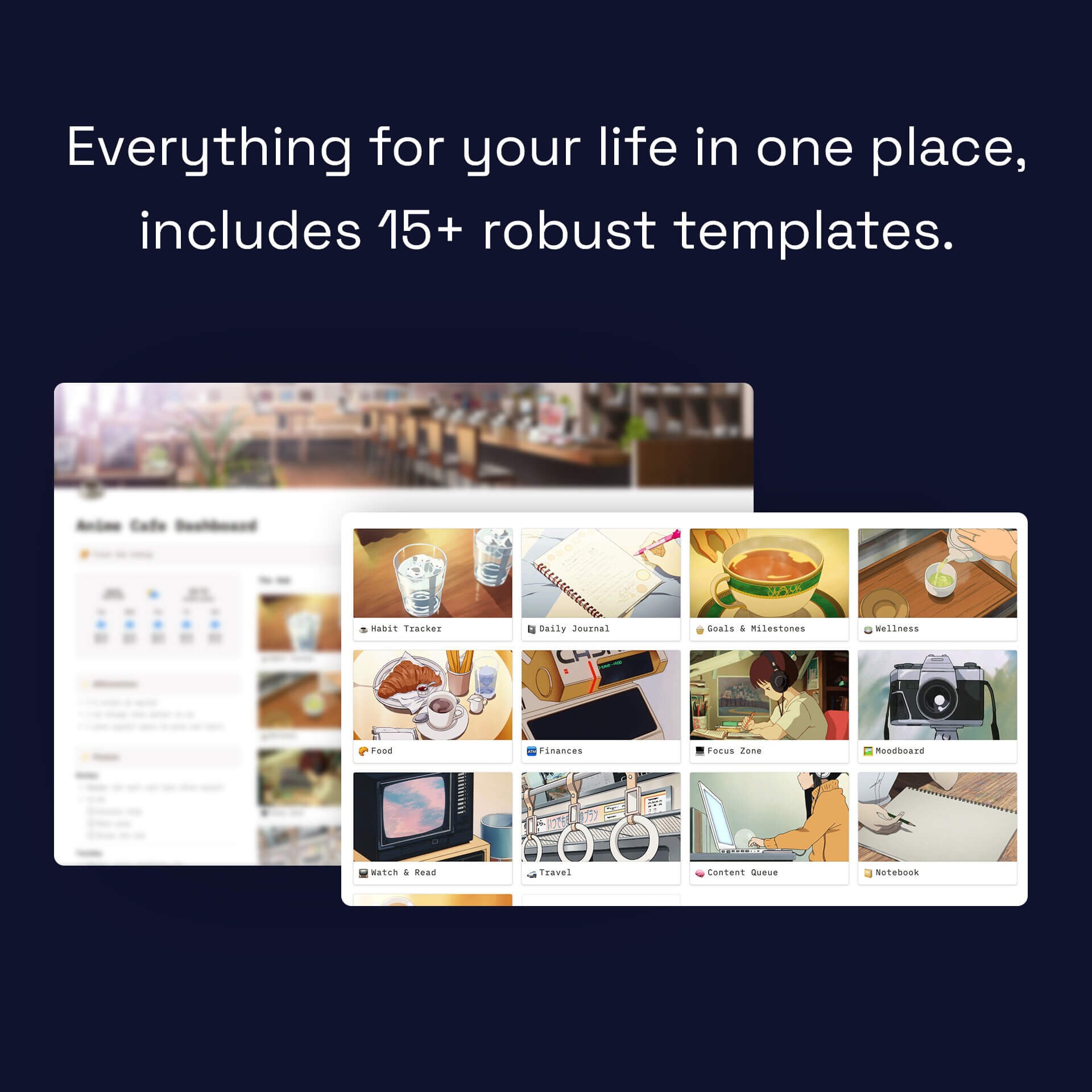 Anime Cafe Notion Dashboard Template | All-in-one Aesthetic Life ...