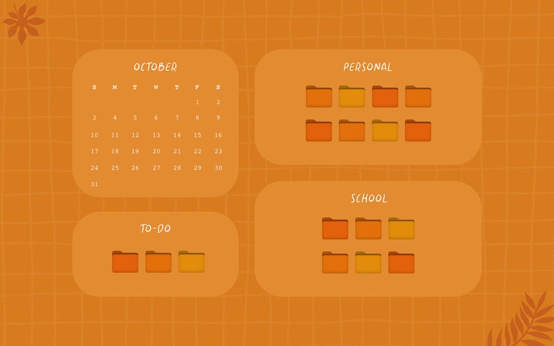 Fall Autumn Desktop Organizer Wallpaper + Folder Icon Bundle - Etsy